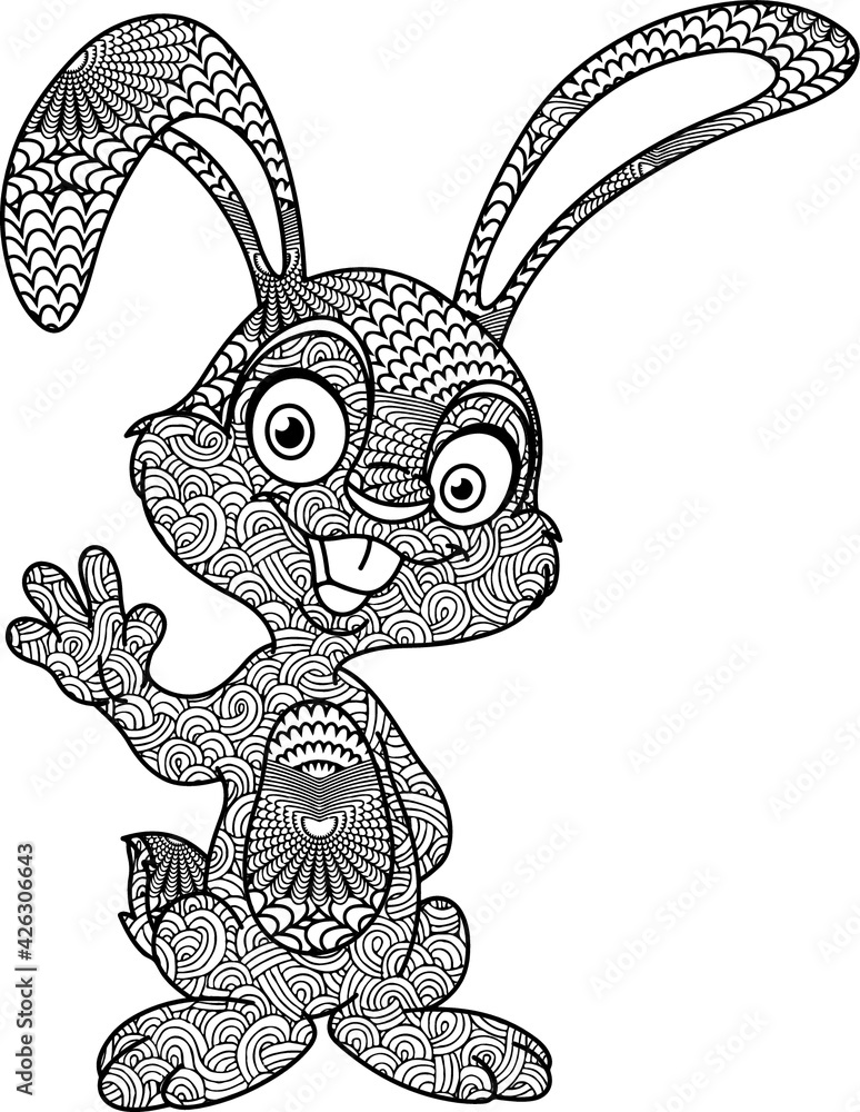 Easter Bunny mandala vector and coloring page Stock Vector | Adobe Stock