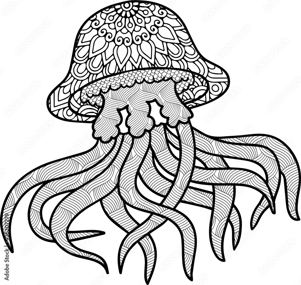 Octopus Mandala vector and coloring page Stock Vector | Adobe Stock