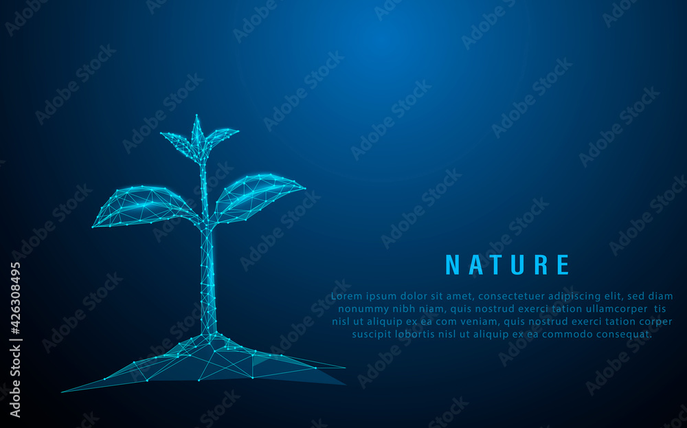 growing plant sprout. Biotechnology concept. Low poly style design ...