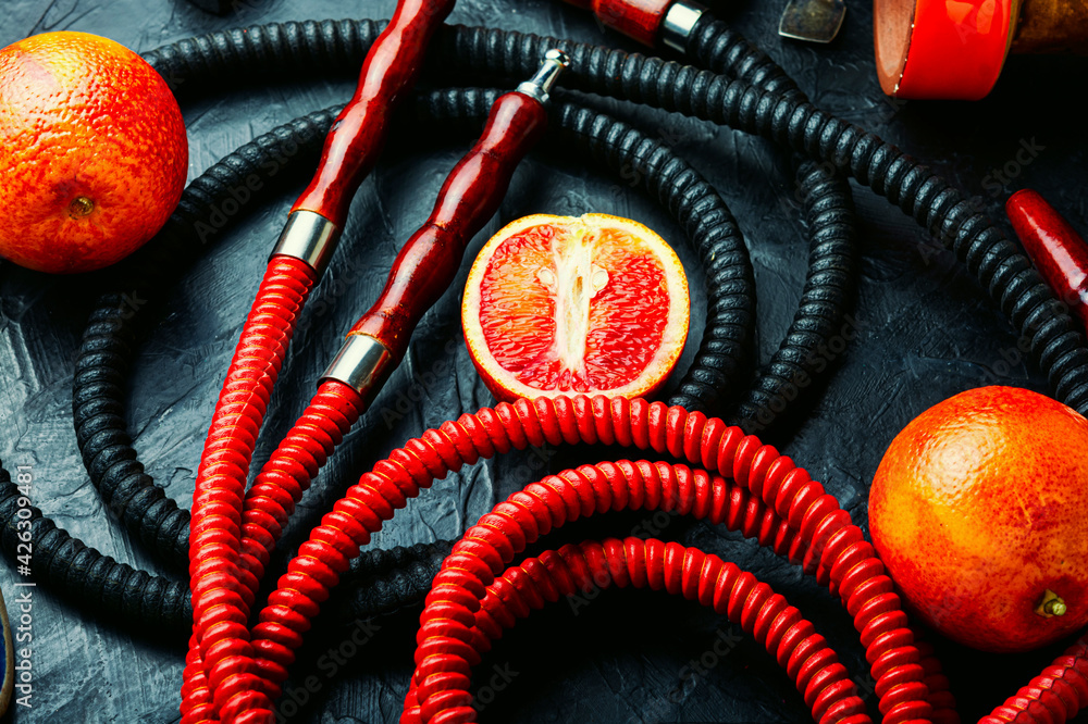 Shisha hookah with orange Stock Photo | Adobe Stock