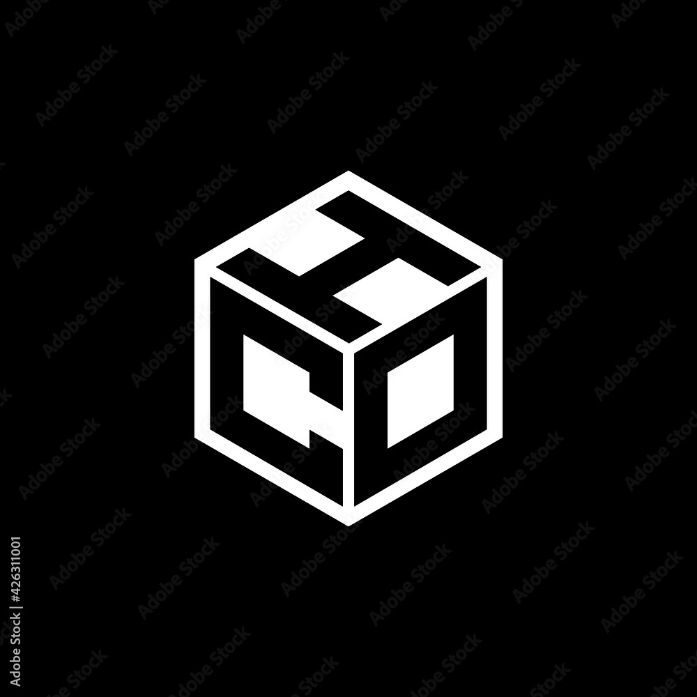 CDH letter logo design with black background in illustrator, cube logo ...