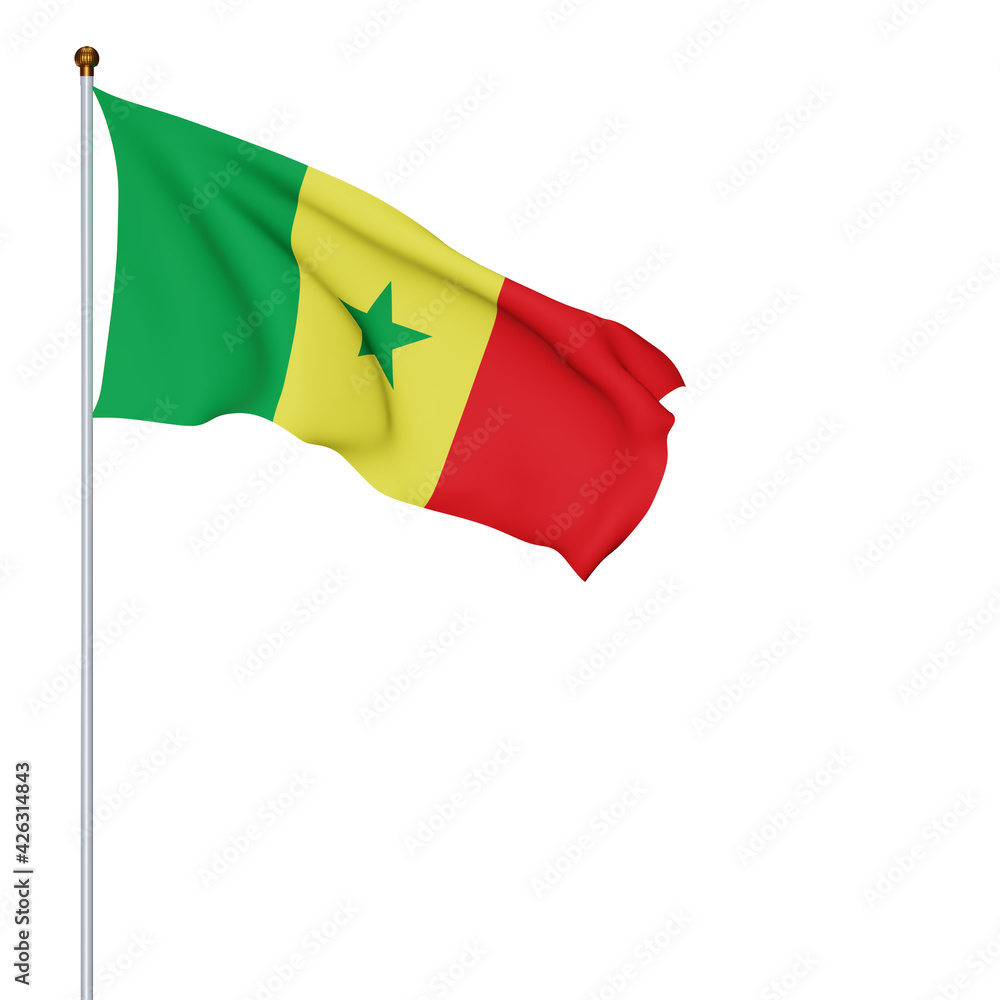 Senegal flag waving on white background. Realistic flags of the world ...