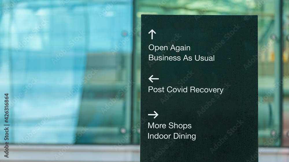 Retail sign in a city-centre in front of a modern shopping centre or ...