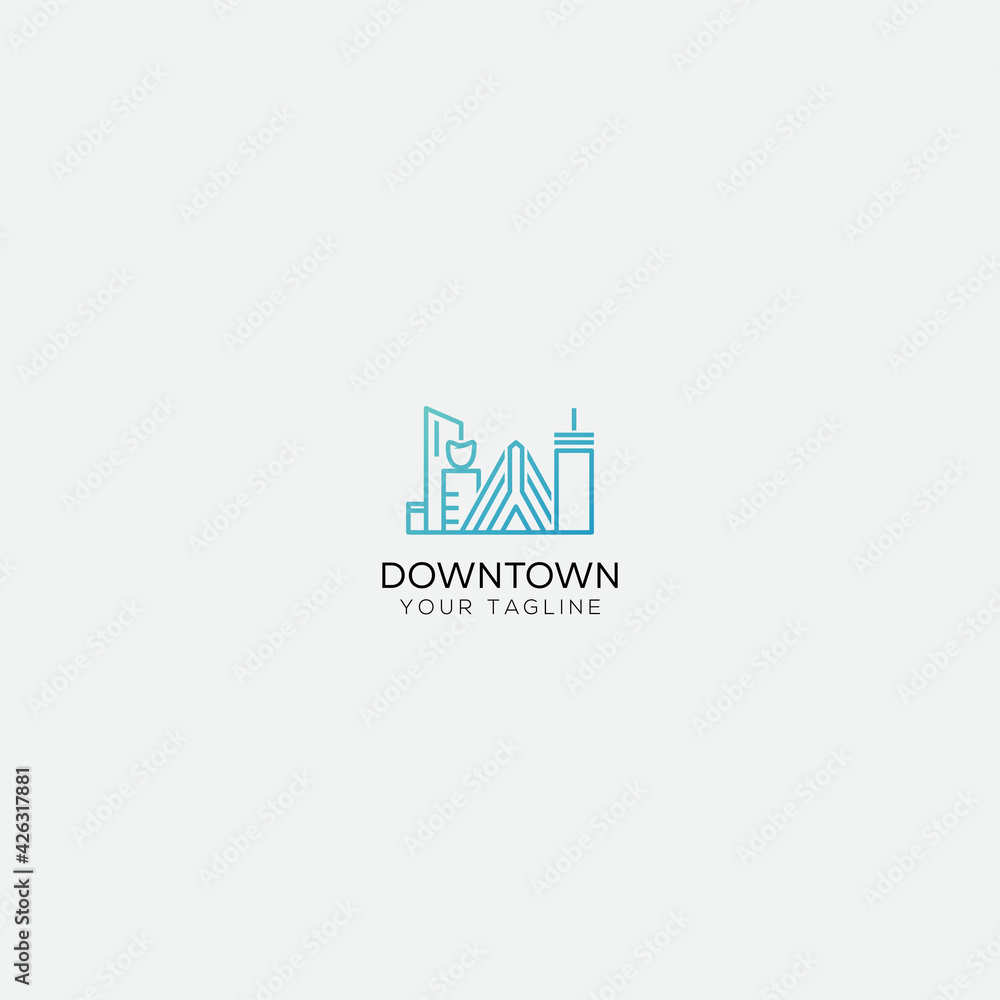 Boston skyline logo line art modern Stock Vector | Adobe Stock