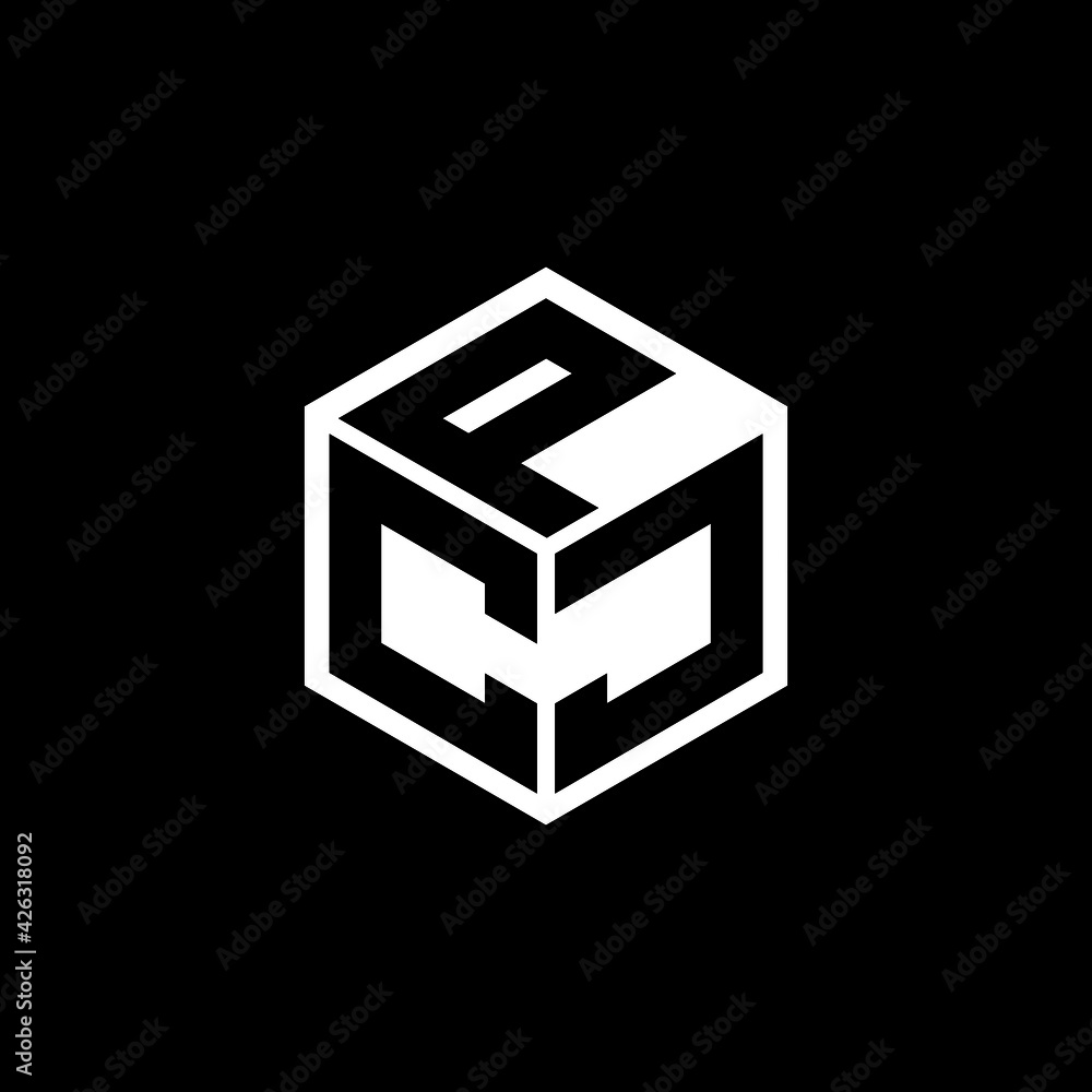 CJP letter logo design with black background in illustrator, cube logo ...