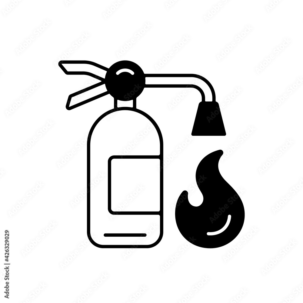 Fire extinguisher linear icon. Equipment to put out flames. Nozzle ...