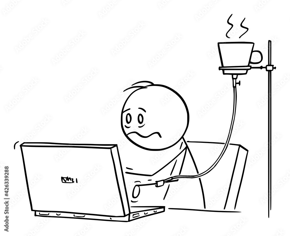 Overworked or Tired Office Worker, Man or Businessman Working on ...