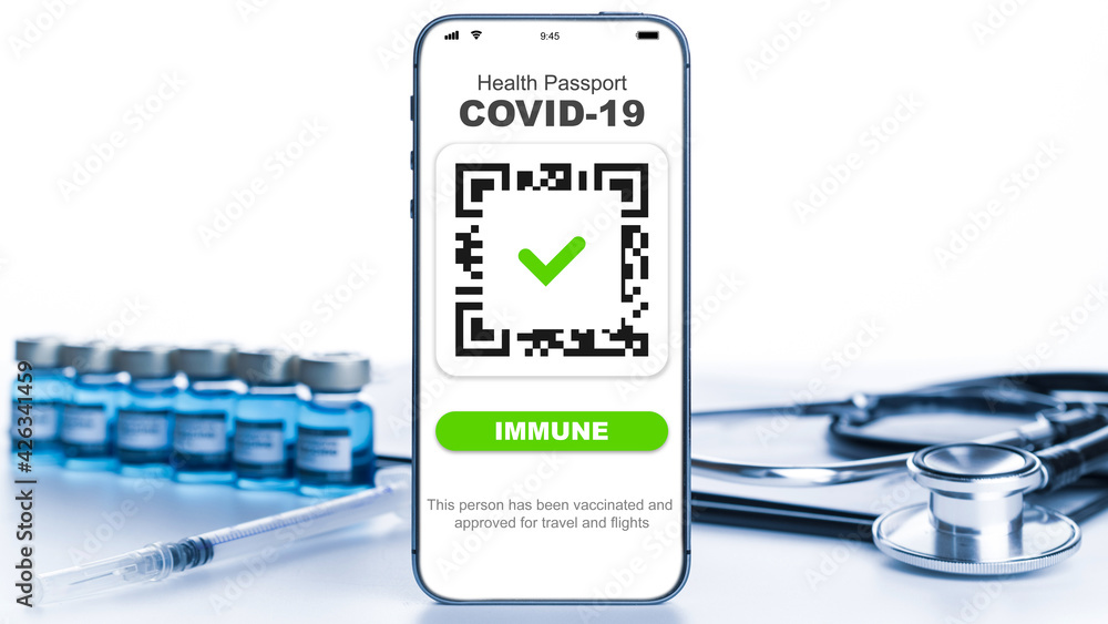 Coronavirus certificate. Medical equipment with Covid immunity passport ...