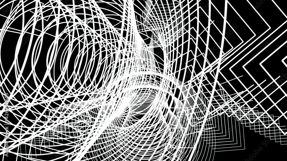 motion graphics with white lines on black background Stock Illustration ...