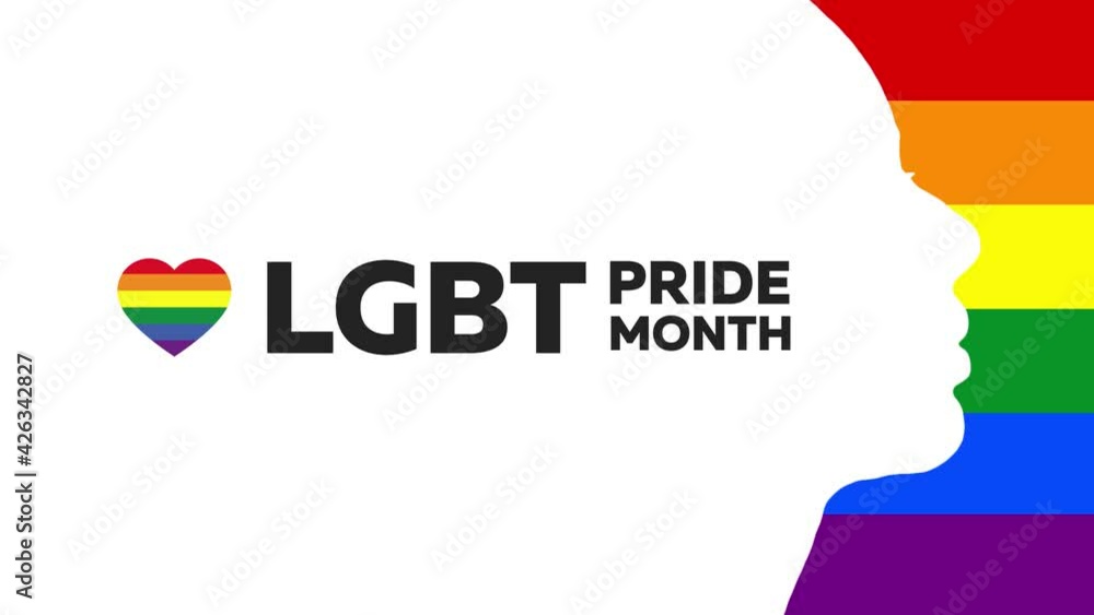 LGBT Pride Month Banner Animation with Rainbow Pride Flag and Face ...