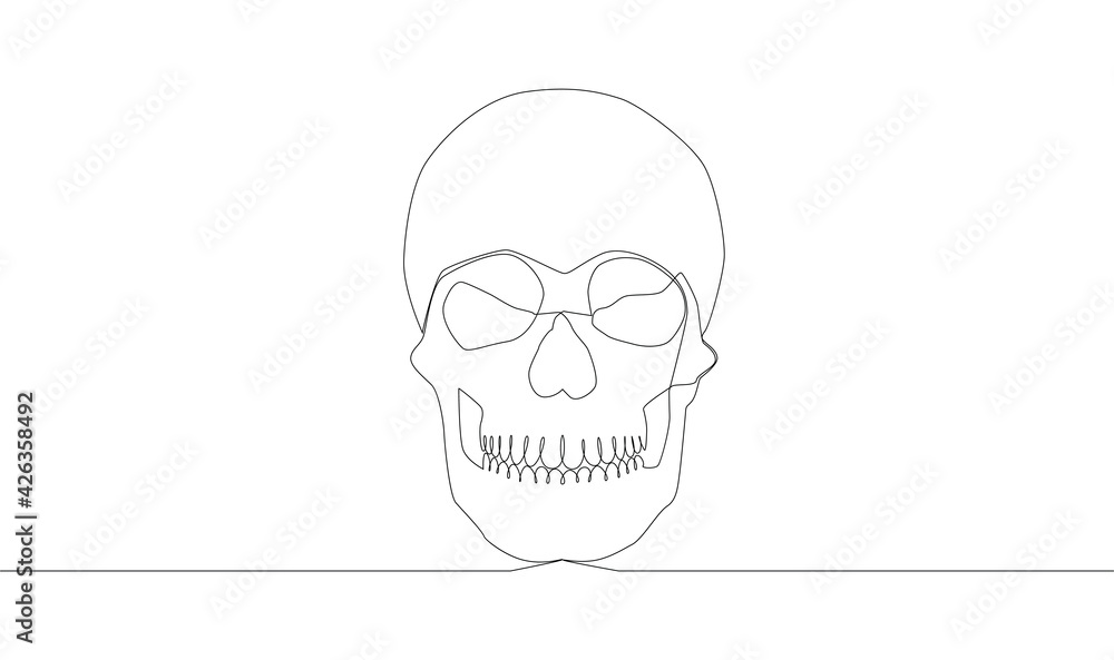 Continuous one line drawing. Abstract human skull.illustration Stock ...