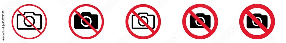 Prohibition Sign Camera Forbidden Icon Set | Cameras Prohibition Signs ...