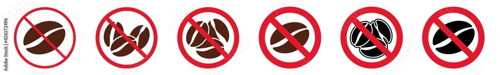 Prohibition Sign Coffee Forbidden Icon Set | Coffee Prohibition Signs ...