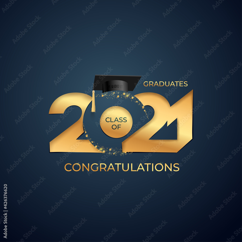 Class of 2021 and graduates with a graduation cap. Vector for design ...
