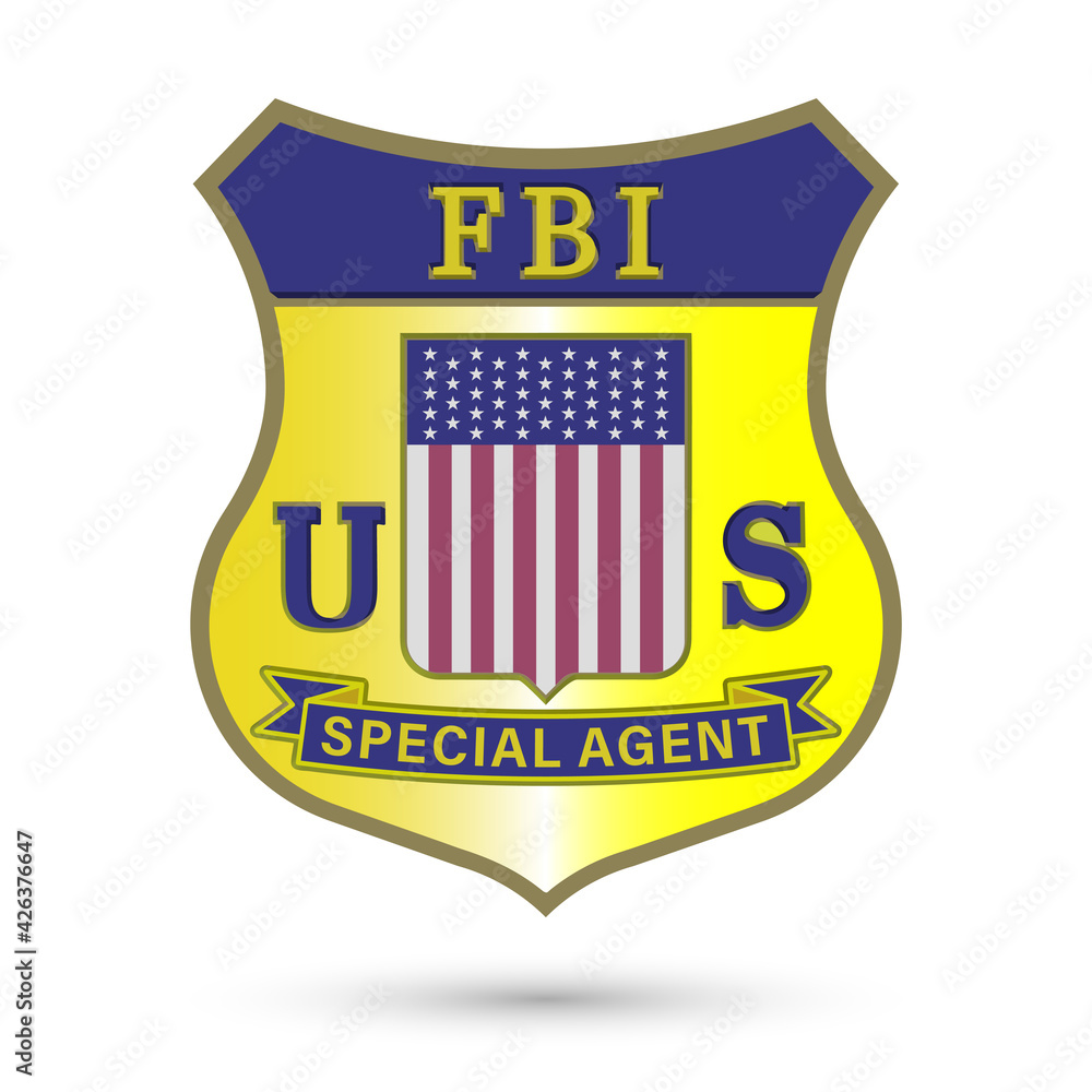Icon frontally. Badge with shield and flag Special Agent of the FBI US ...