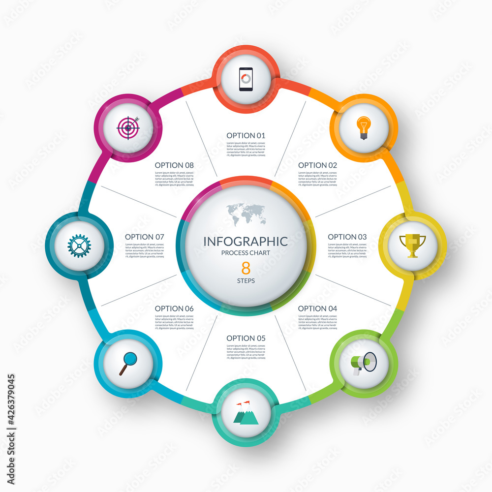 Infographic circle, process chart, cycle diagram. 8 steps. Vector ...