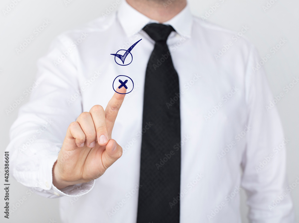 business man tapping reset button on virtual screen, finger pressing ...