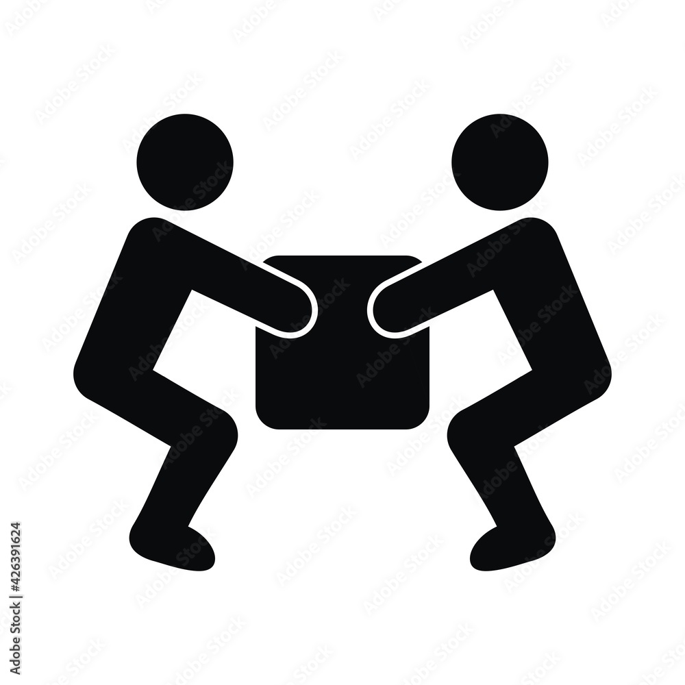 warning sign, handling heavy loads, vector icon, black silhouette Stock ...