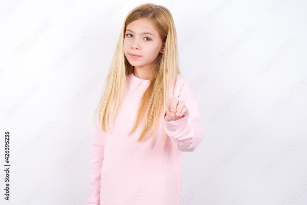 No sign gesture. Closeup portrait unhappy beautiful caucasian little ...