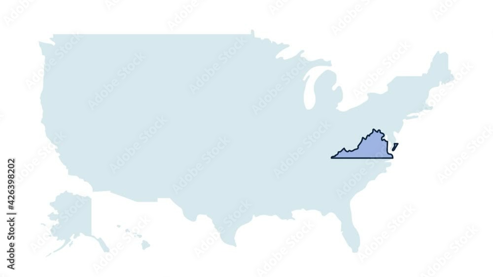 US virginia state map animation. United states of America country ...