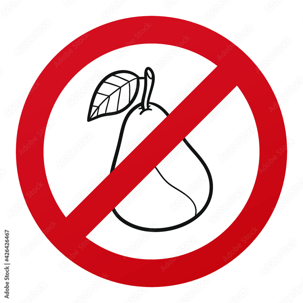 No Pear Symbol Isolated on White Background. Allergy Food Vector ...