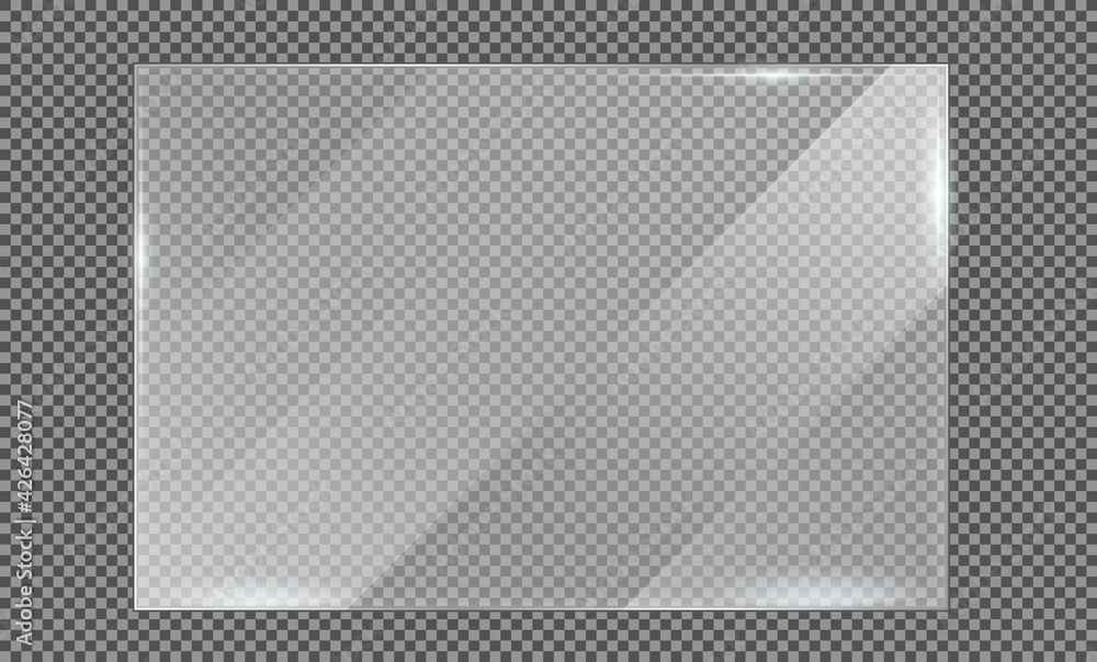 Glass plate on transparent background, clear glass showcase, realistic ...