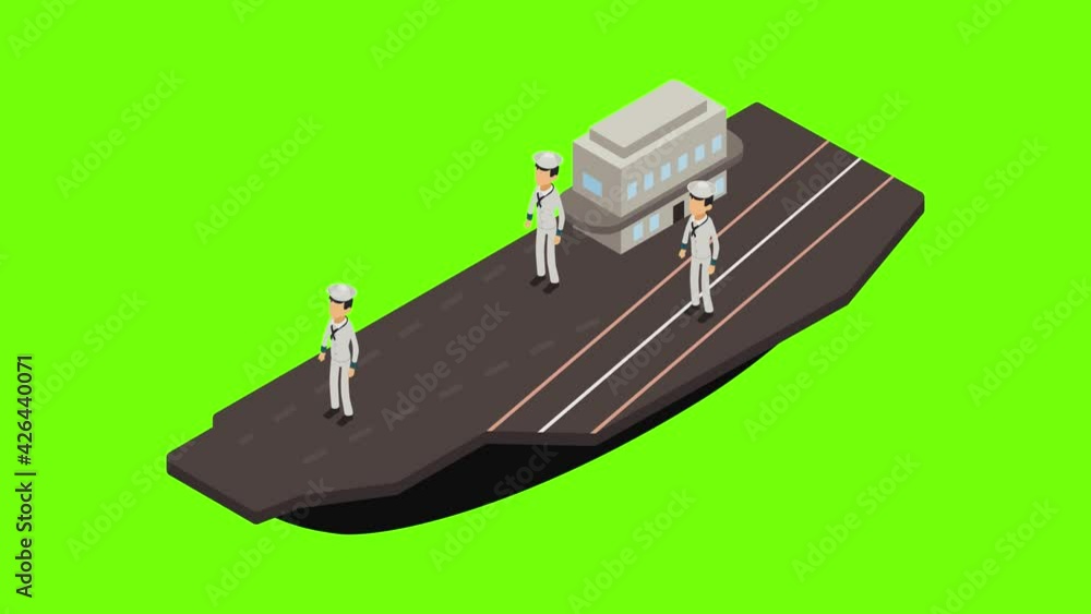 Aircraft carrier icon animation cartoon best object on green screen ...