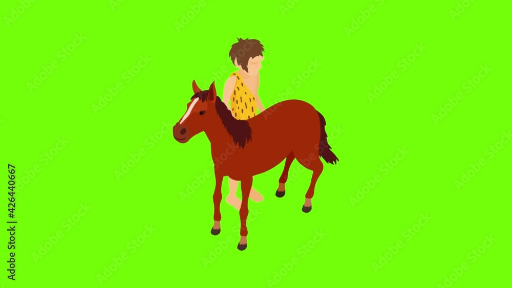 Domestication horse icon animation cartoon best object on green screen ...