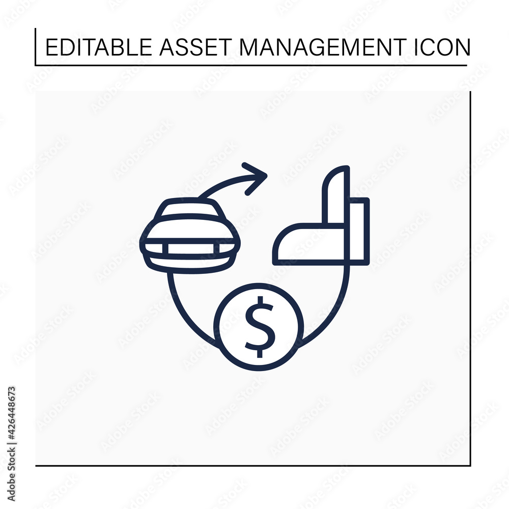 Assets expected life cycle line icon. Stages series assets management ...