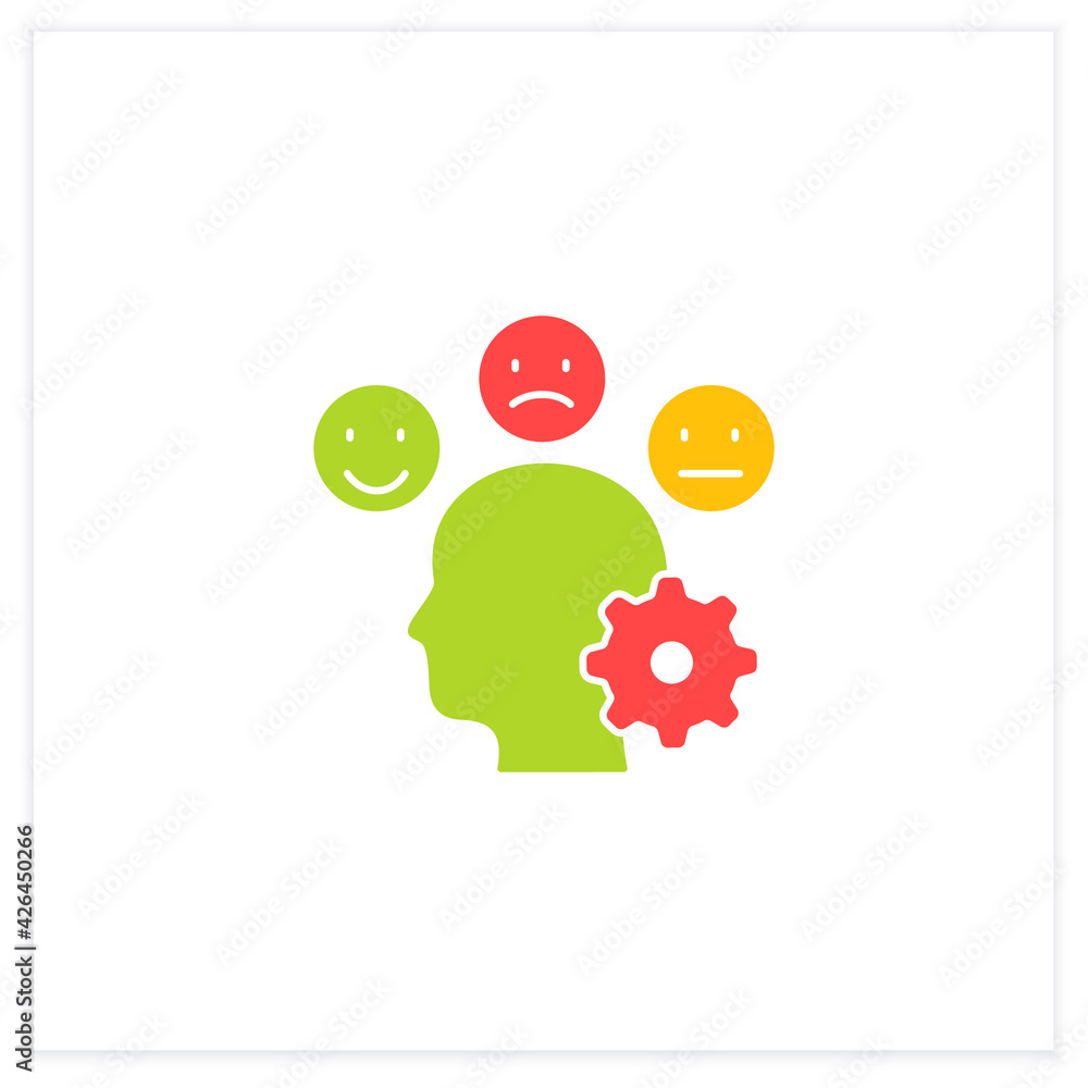 Managing emotions flat icon. Control positive and negative emotions ...