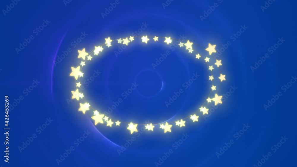 Animation of star fairy lights forming oval frame with copy space on ...