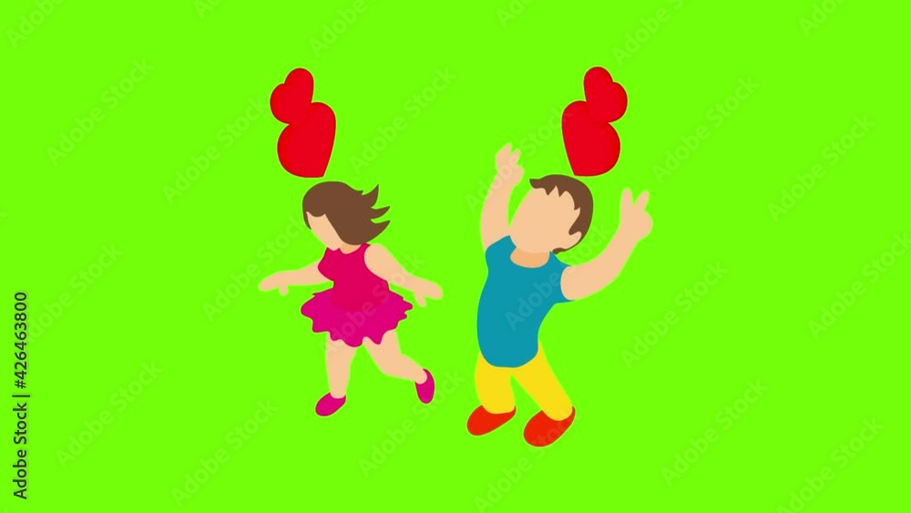 Romantic couple icon animation cartoon best object on green screen ...