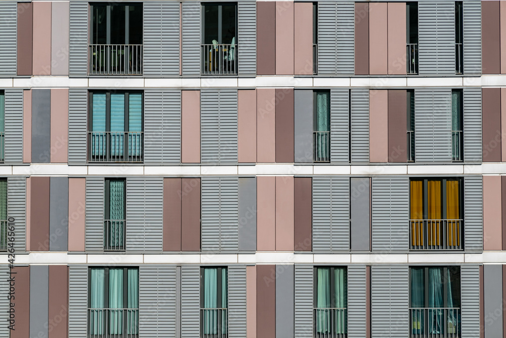 Abstract concept of building facade detail with panoramic windows ...