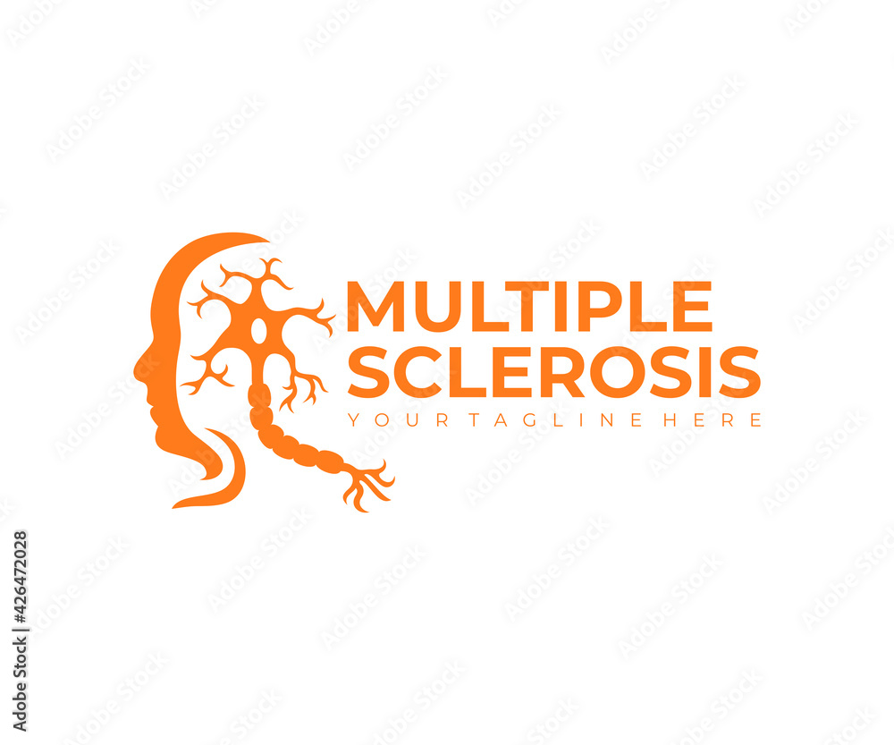 Multiple sclerosis, autoimmune disease and human face, logo design ...