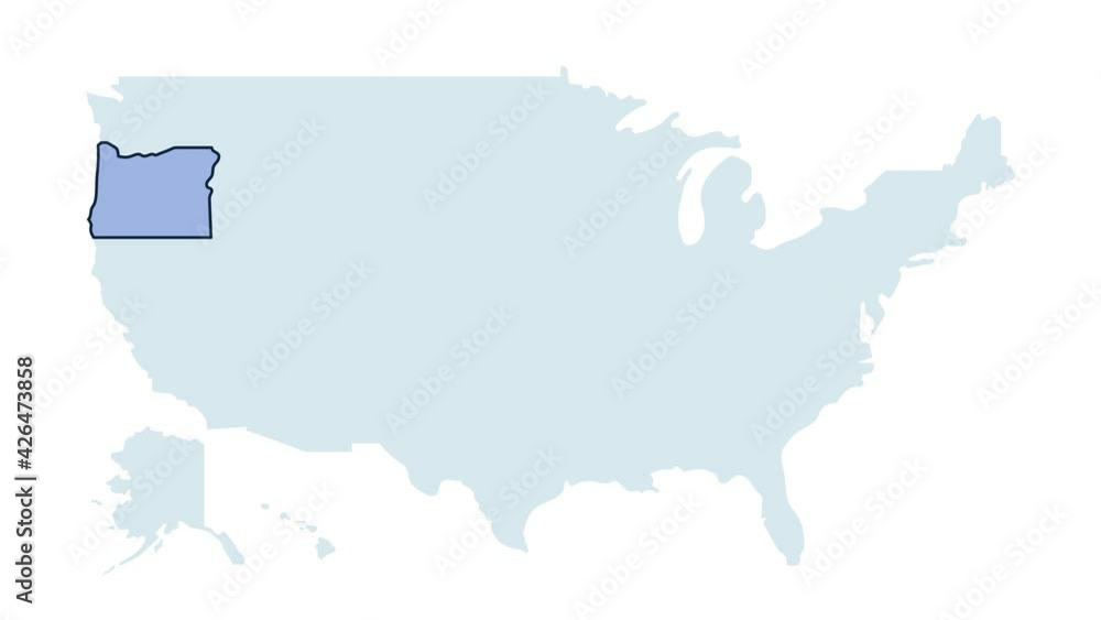 US oregon state map animation. United states of America country - high ...