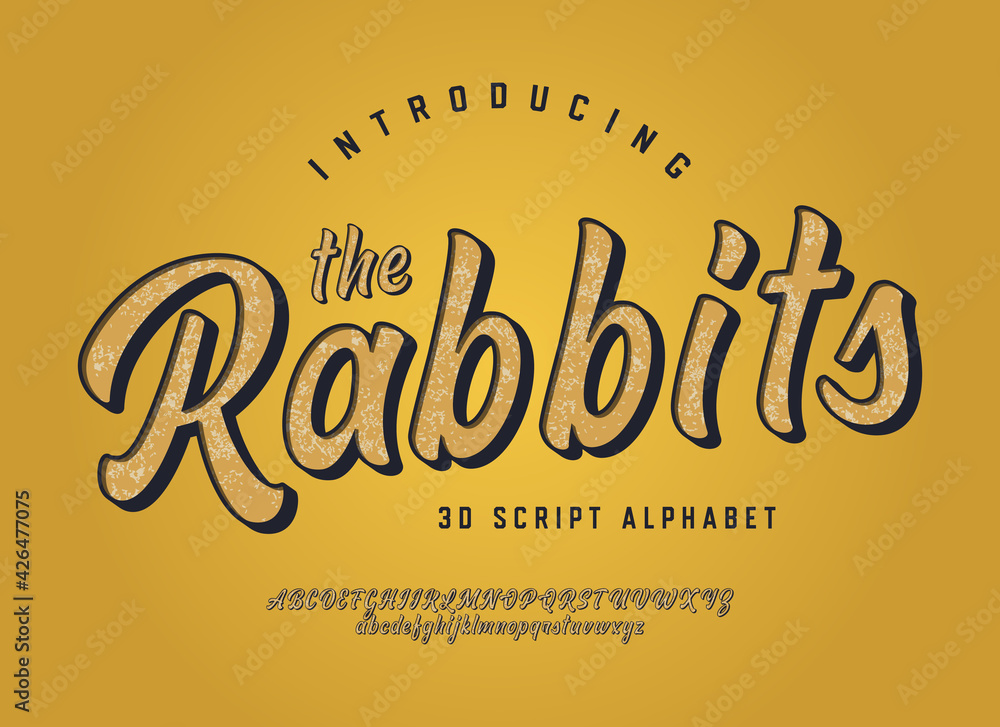 The Rabbits. Original Script Font with added 3D, Texture and Inner ...
