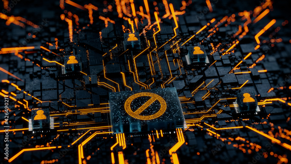 Restricted Access Technology Concept with Prohibition symbol on a ...