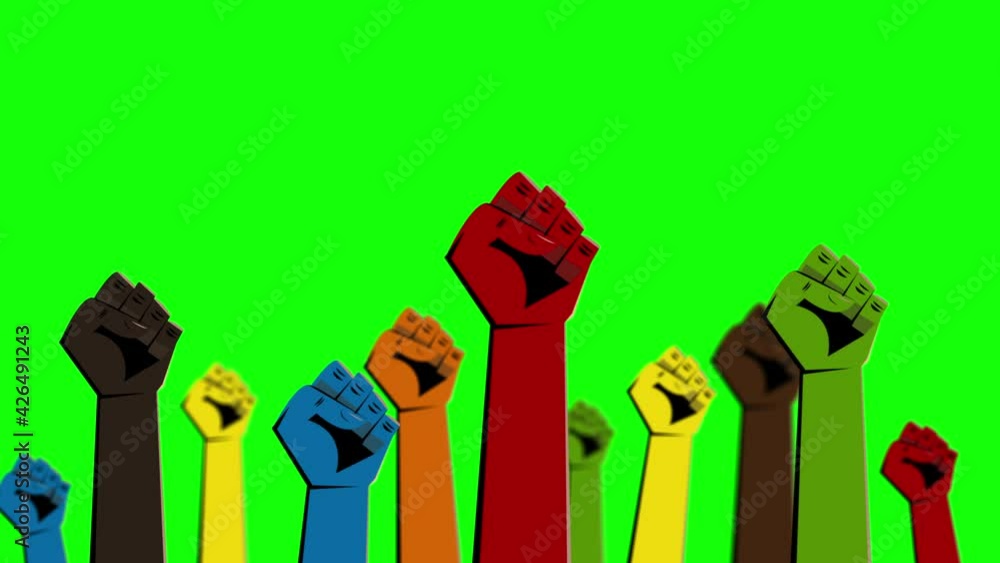 Vidéo Stock Protest Art animation, hands showing clenched fist gesture ...