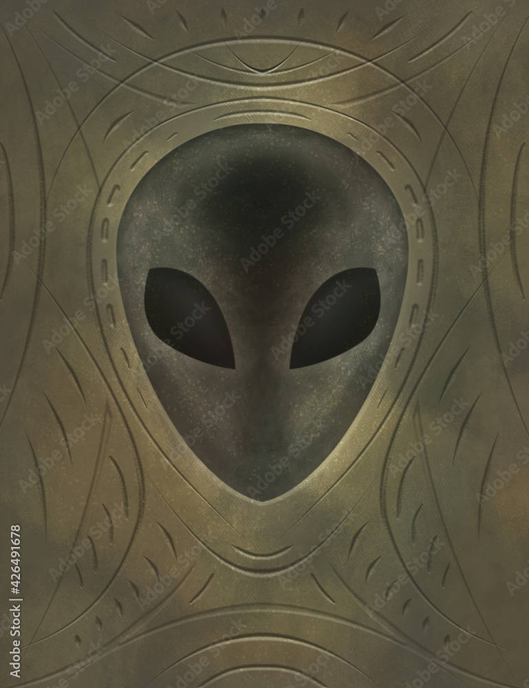 Face of a classic alien design. Stock Illustration | Adobe Stock