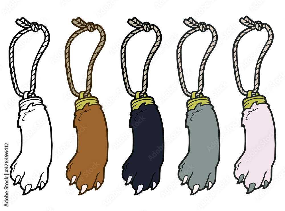Feet of animals. Rabbit's foot. Aumet for good luck. Magic items ...