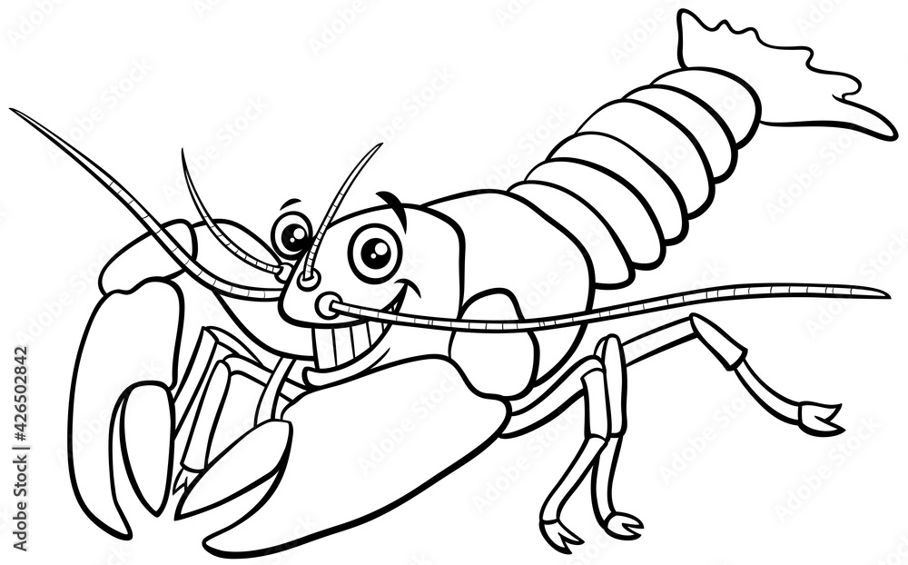 cartoon yabby comic animal character coloring book page Stock Vector ...