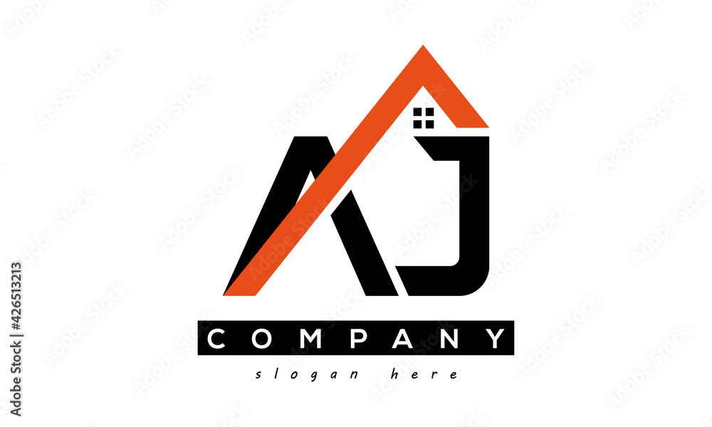 initial AJ letter real estate construction logo vector Stock Vector ...