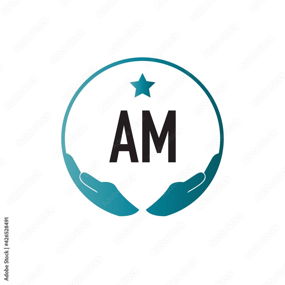 Initial Letter AM Hand Care Logo Design Template. Creative Health and ...