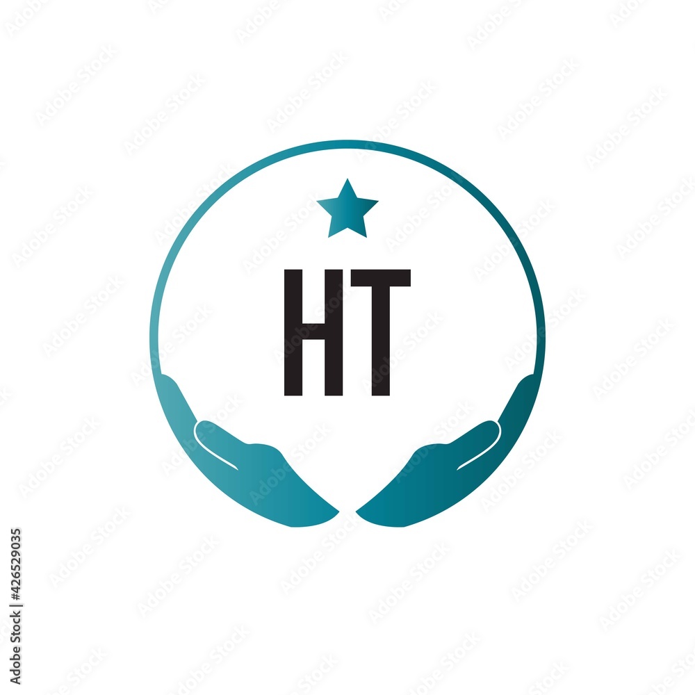 Initial Letter HT Hand Care Logo Design Template. Creative Health and ...