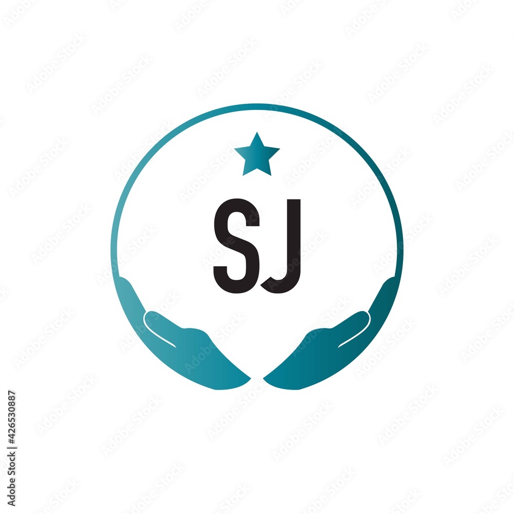 Initial Letter SJ Hand Care Logo Design Template. Creative Health and ...