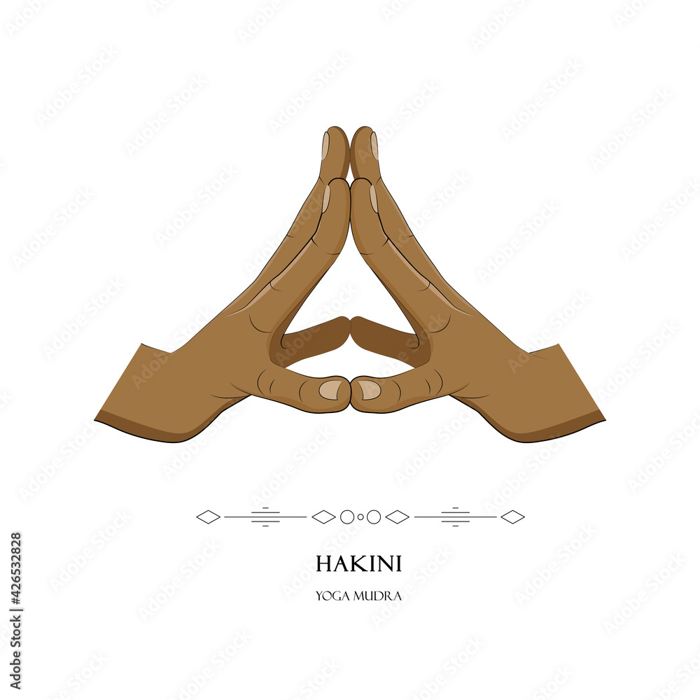 Hand in Hakini yoga mudra isolated on a white background. Yogic hand ...