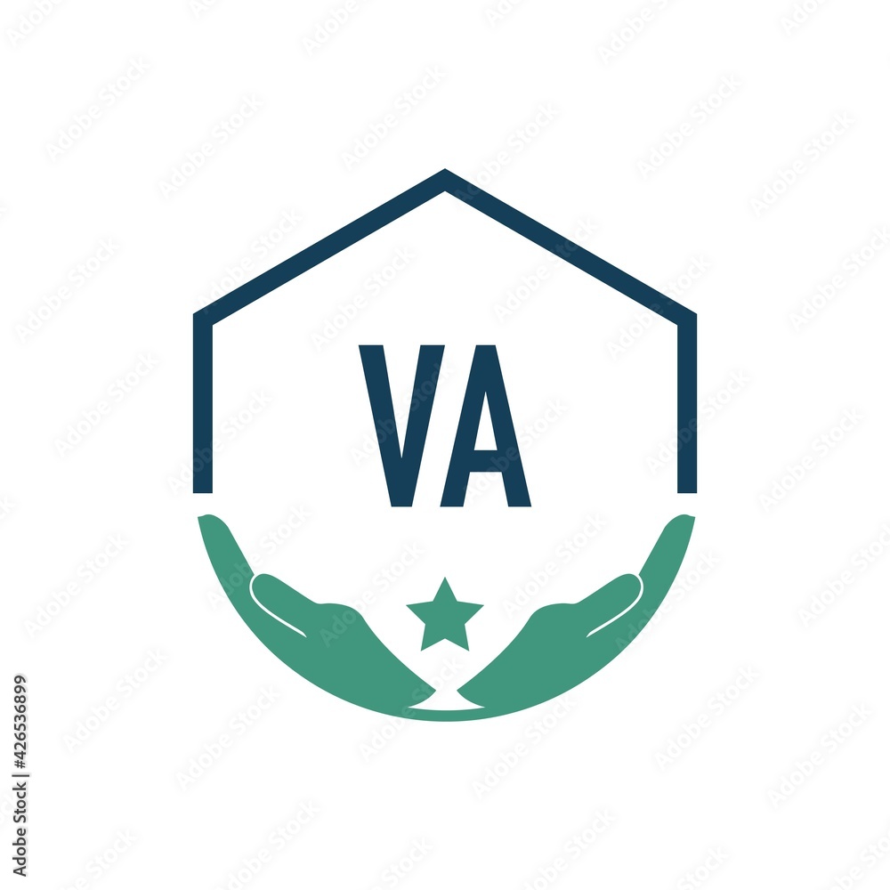 Initial Letter VA Hand Shield Security Logo Design Template. Creative ...