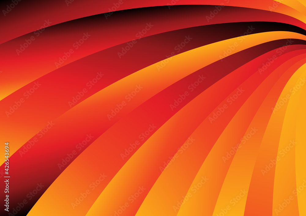 Abstract Red and Orange Curved Stripes Background Stock Vector | Adobe ...