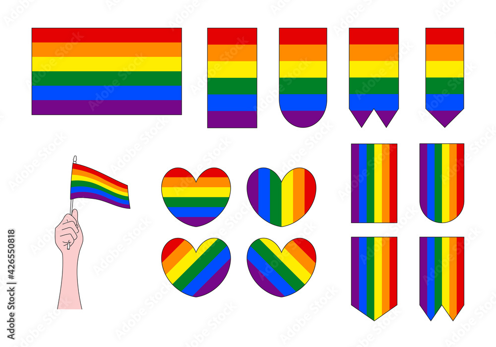 collection of 14 lesbian gay homosexual homoromantic lgbtq+ flags ...