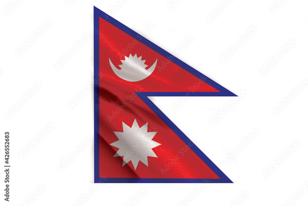 Nepali flag with red and blue color border 3d illustration on white ...